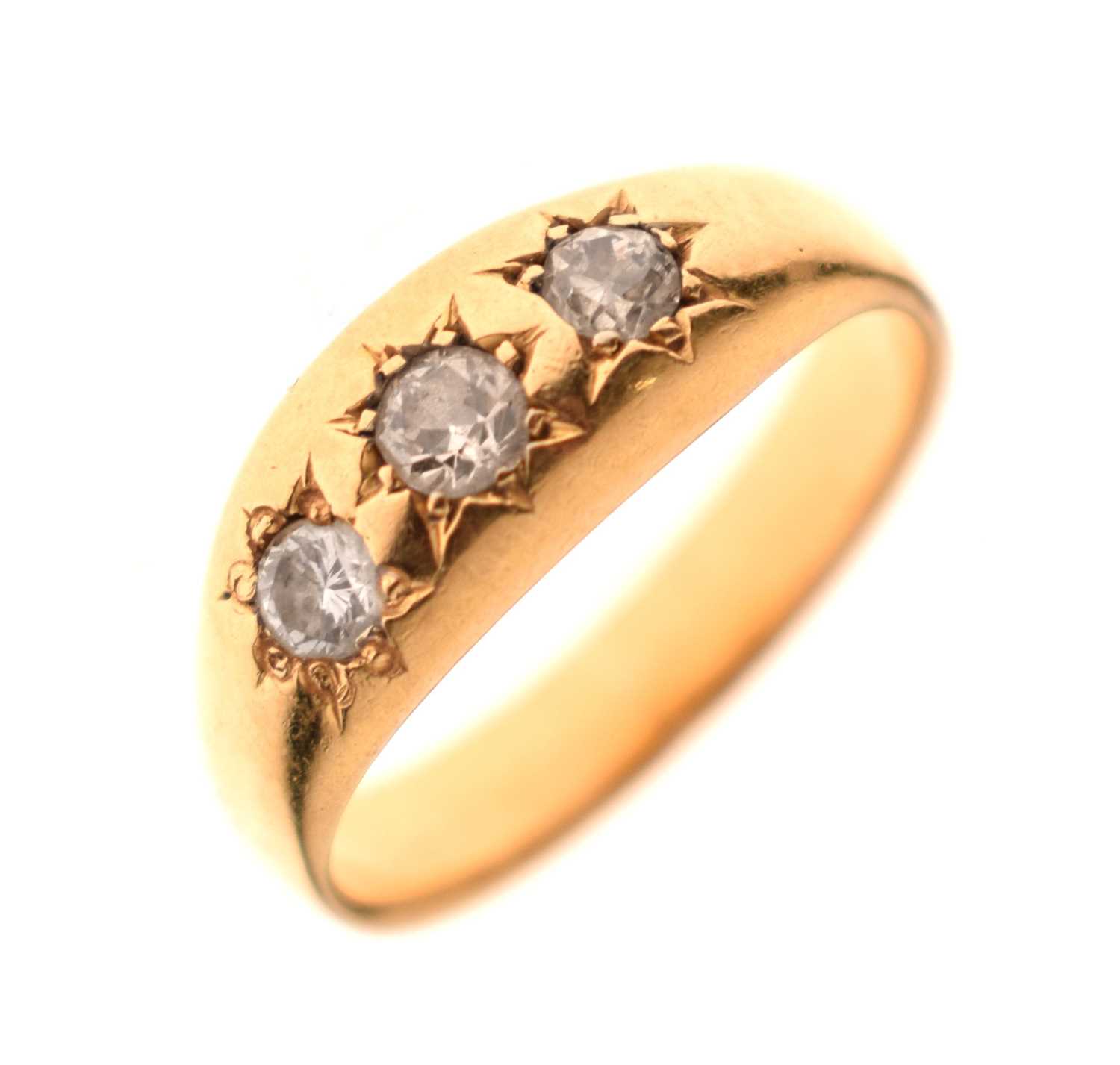 Lot 4 - Diamond three-stone gypsy set ring