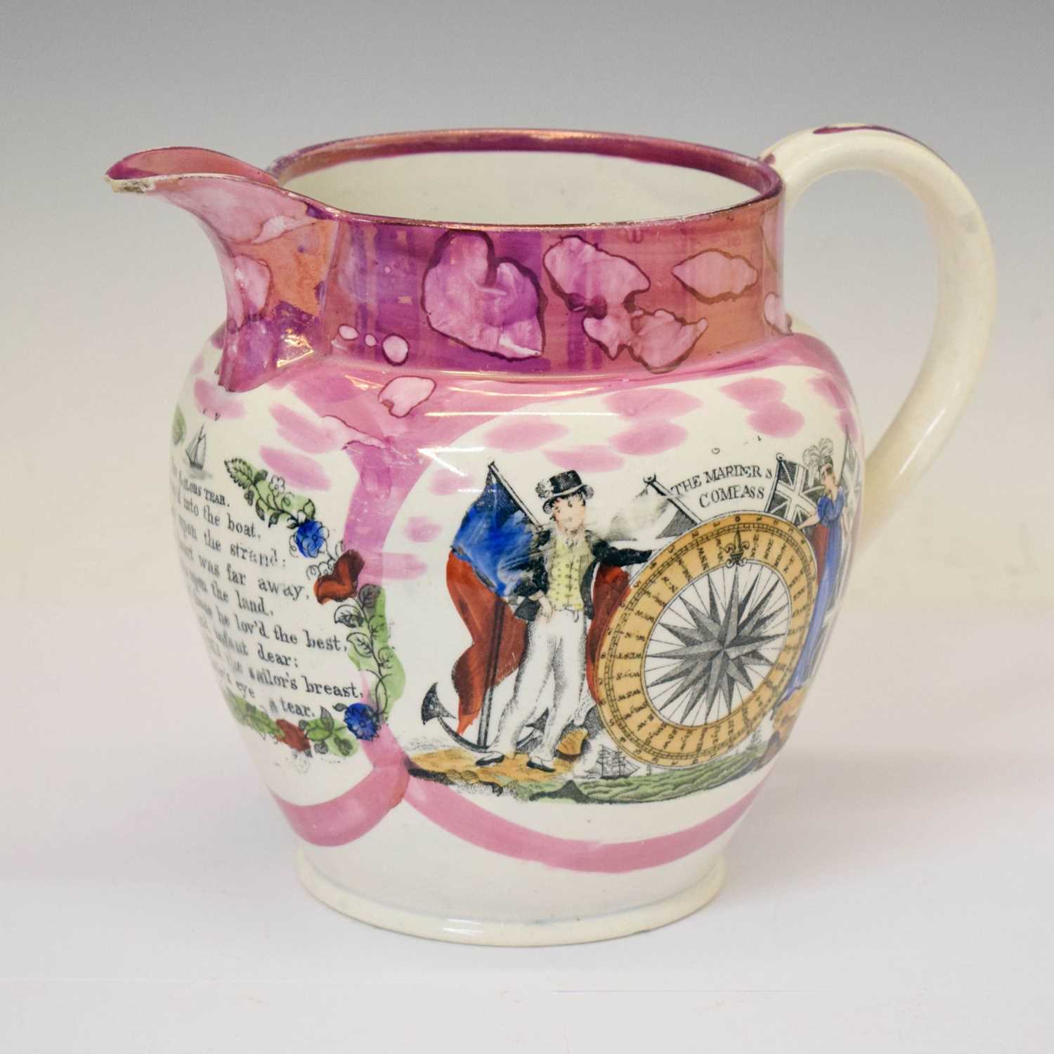 Lot 534 - 19th century Sunderland puce lustre jug