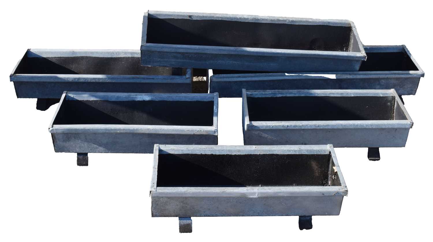 Lot 832 - Six galvanised garden troughs