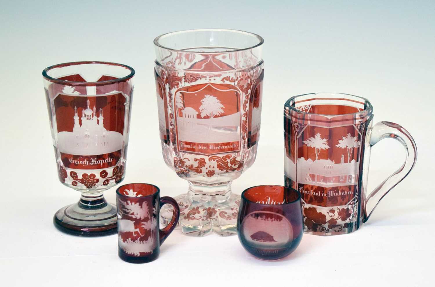 Lot 361 - Group of 19th century Bohemian ruby flashed