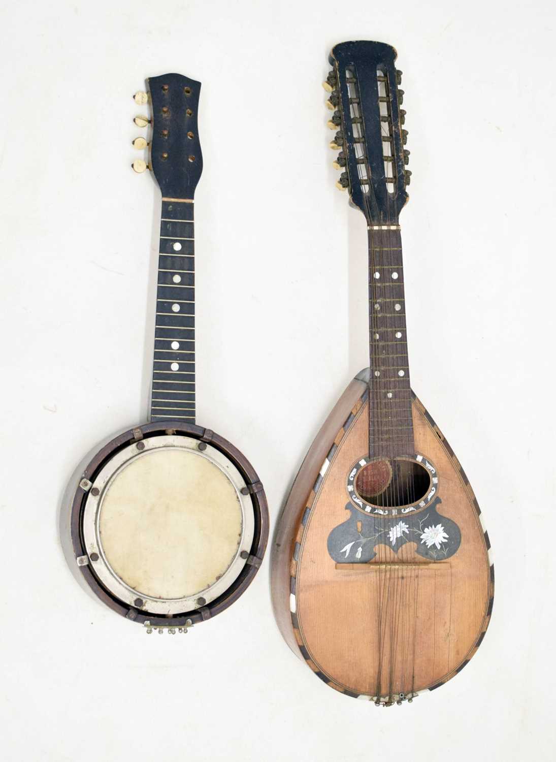 Lot 323 - Mother-of-pearl inlaid ten-string mandolin