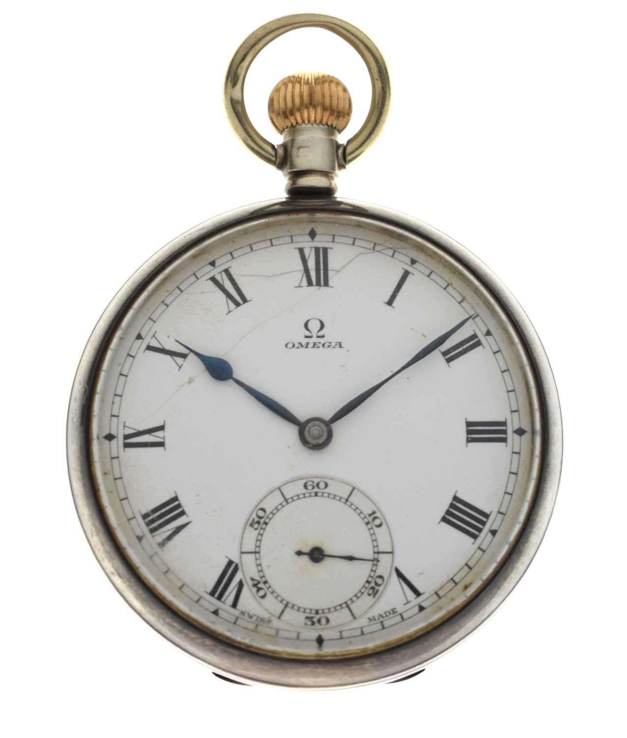 Lot 156 - Omega - Early 20th century silver cased open-