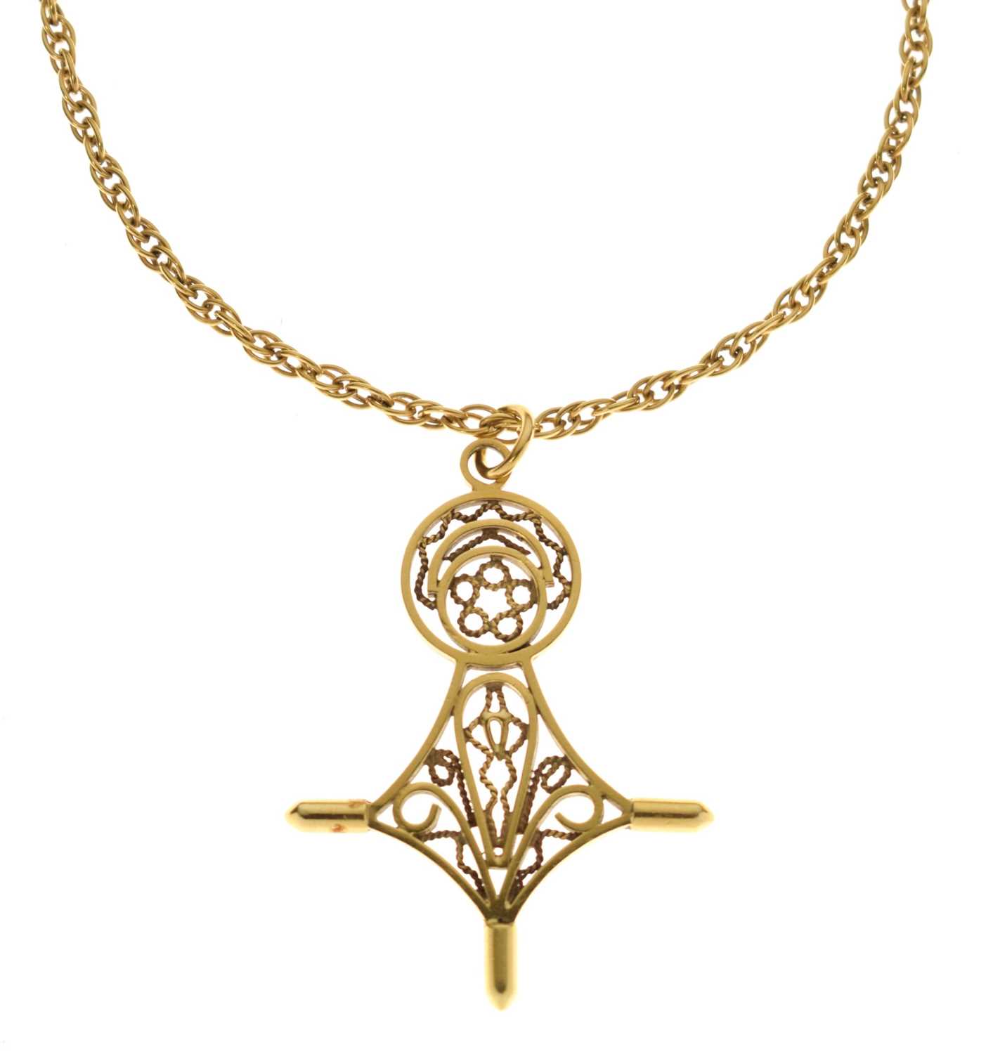 Lot 86 - Agadez or Southern Cross yellow metal pendant