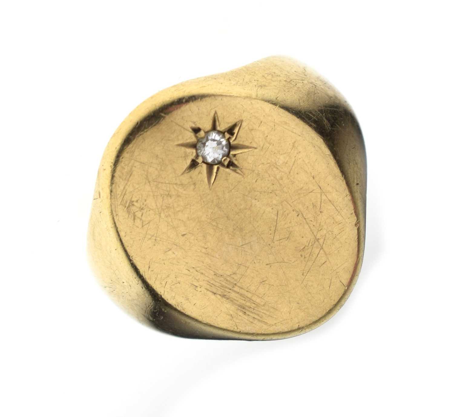 Lot 54 - 9ct gold diamond set signet ring