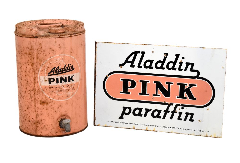 Lot 315 - Aladdin Pink Paraffin sign and drum
