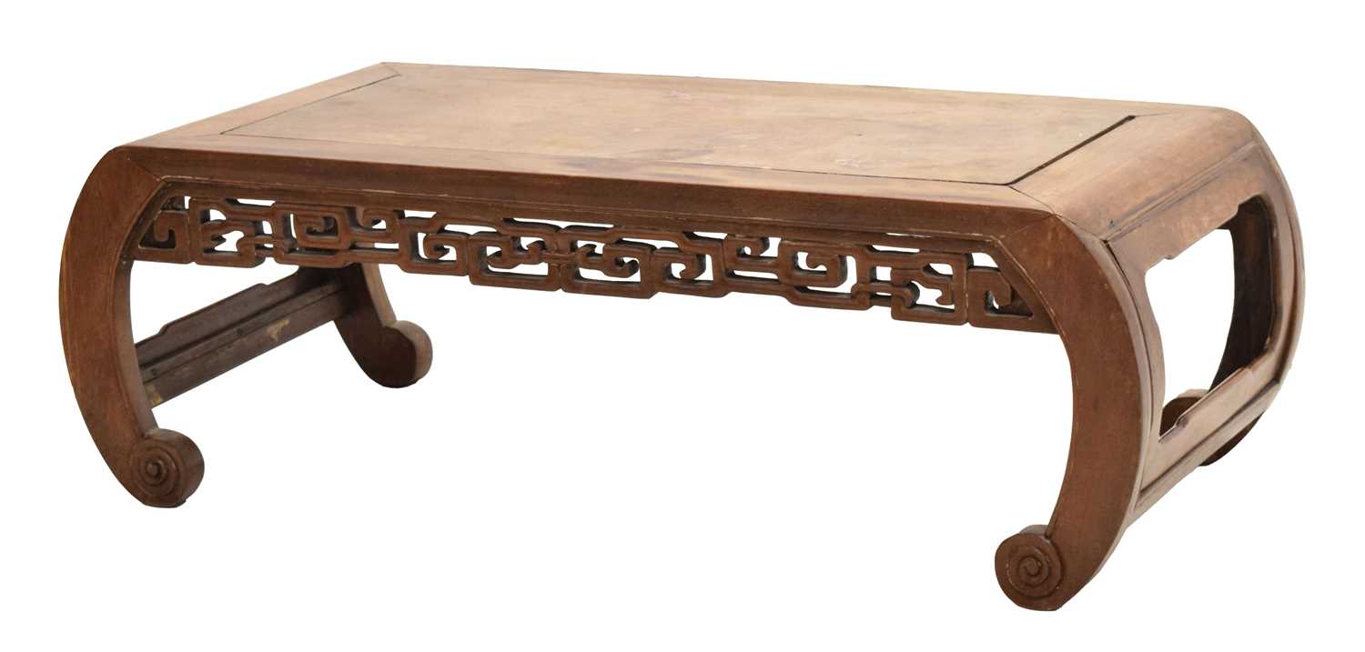 Lot 537 - Chinese carved hardwood and burr veneer