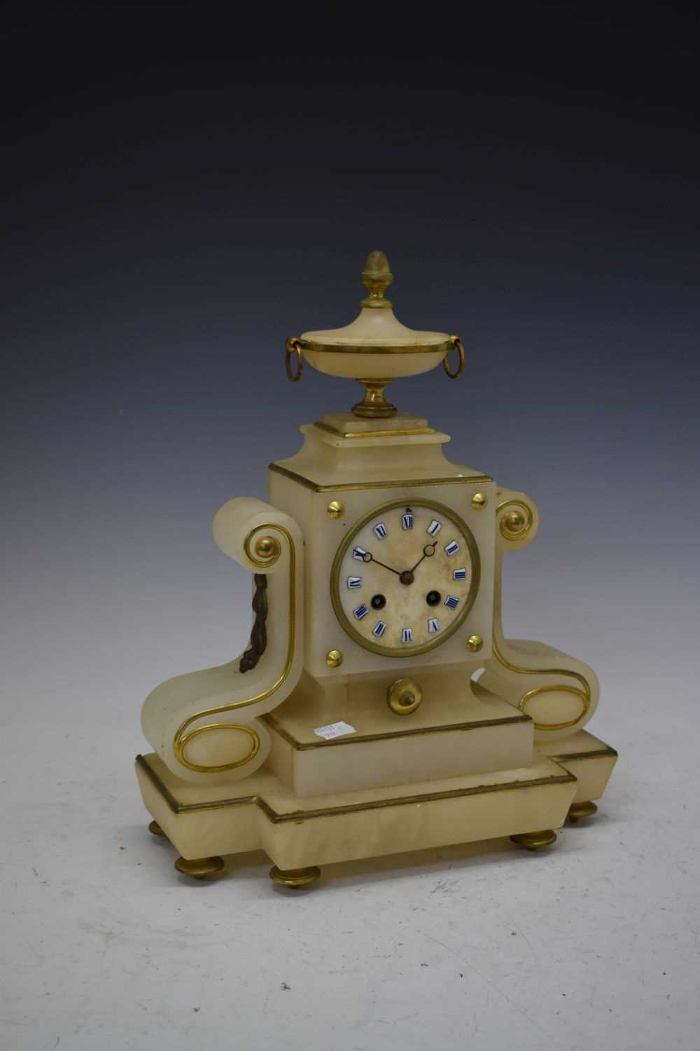 Lot 463 - Alabaster mantel clock