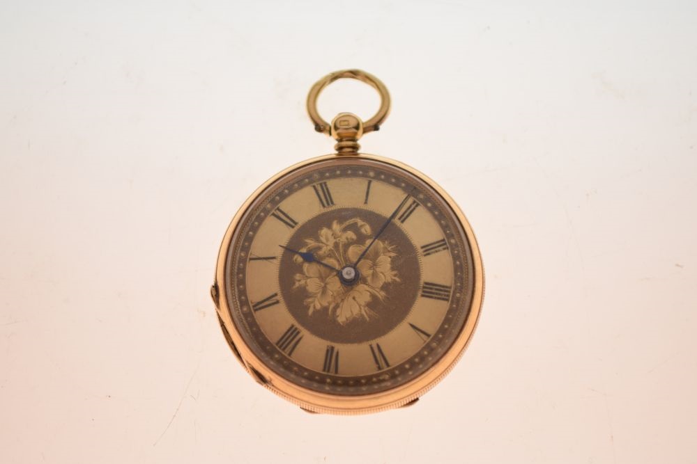 Lot 138 - 18K yellow metal open face fob watch