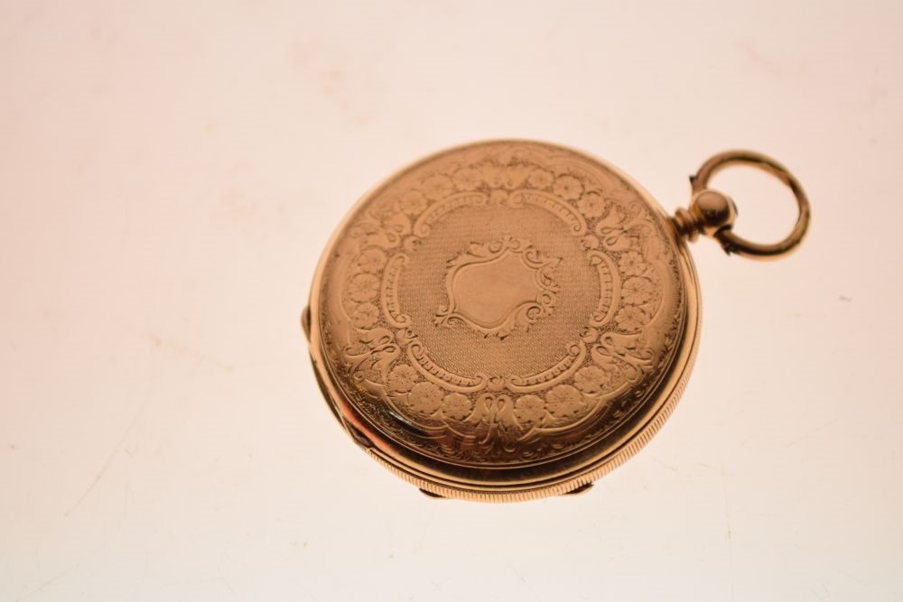 Lot 138 - 18K yellow metal open face fob watch
