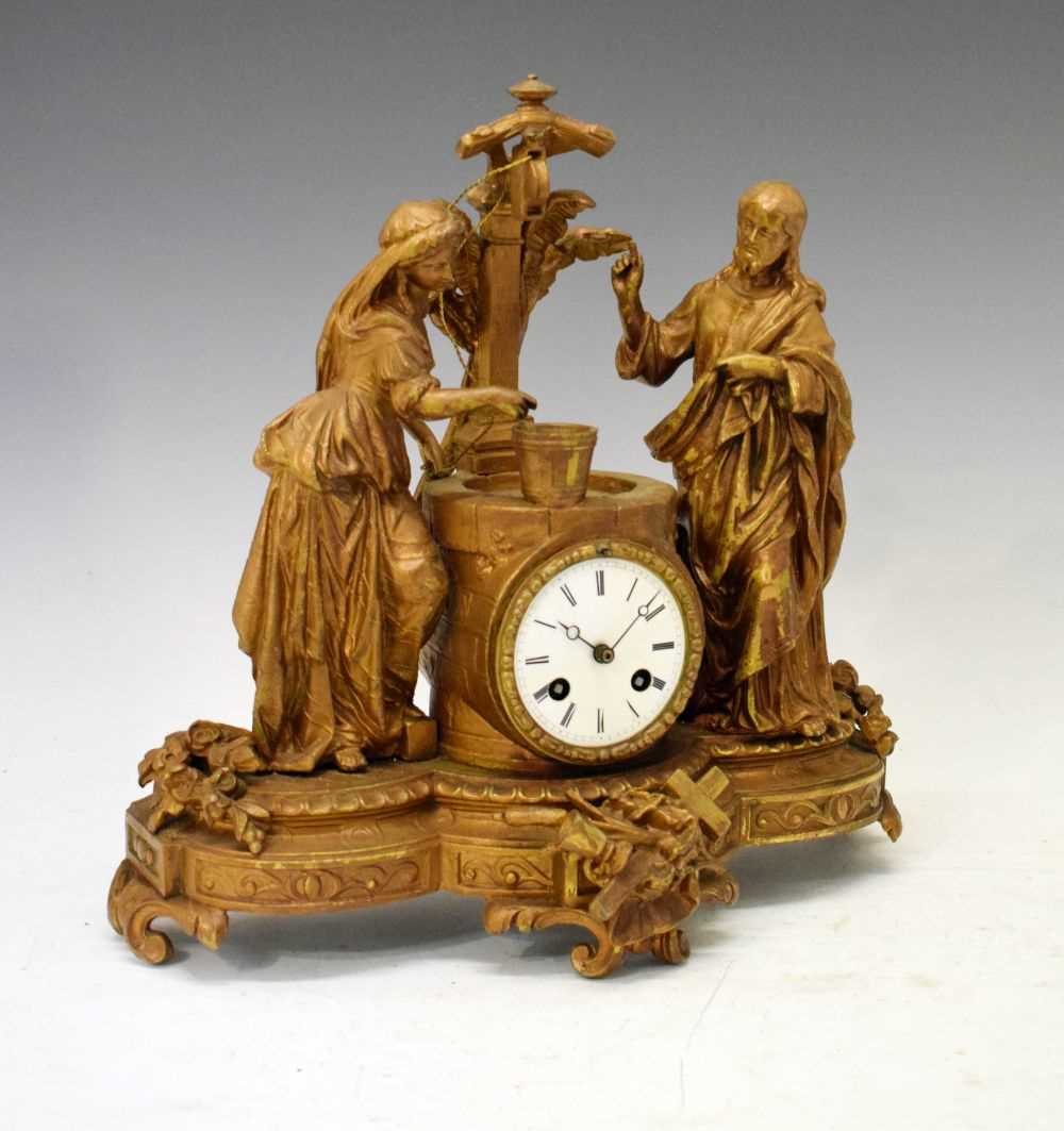 Lot 444 - Gilt spelter mantle-clock