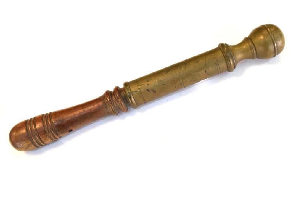 Lot 280 - 19th Century Brass truncheon, with wooden