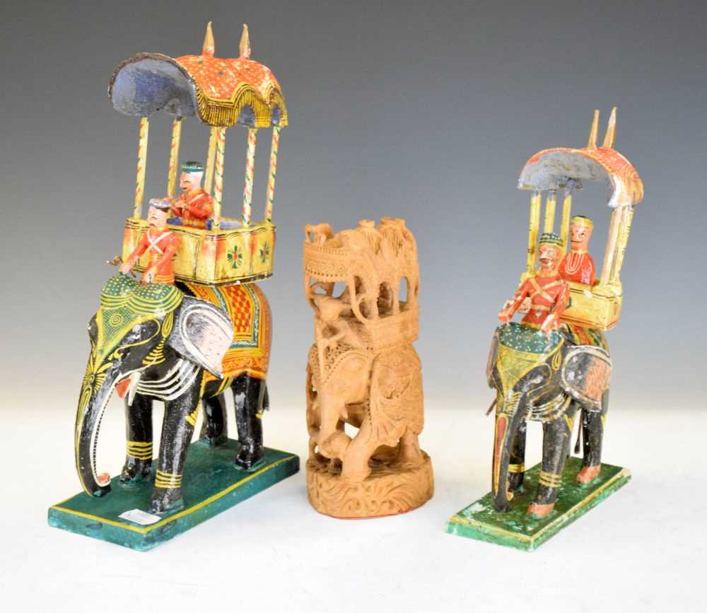 Lot 292 - Two papier-mache Indian elephants,